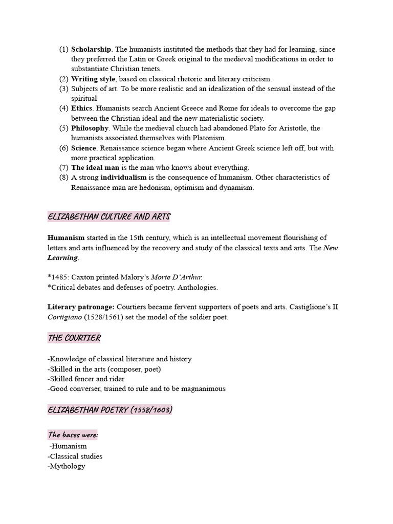 Renaissance Poetry I. Elizabethan Poetry (1558-1603) | PDF | Poetry ...