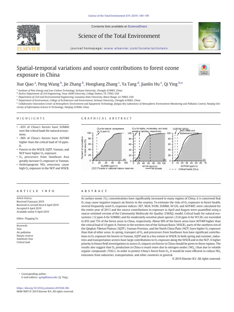 Spatial-Temporal Variations and Source Contributions To Forest Ozone Exposure in China | PDF ...