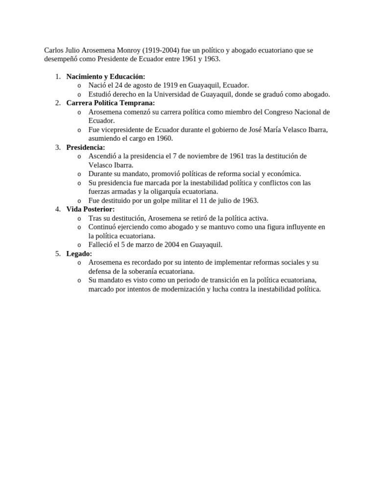 Carlos Julio Arosemena Monroy | PDF | Historia