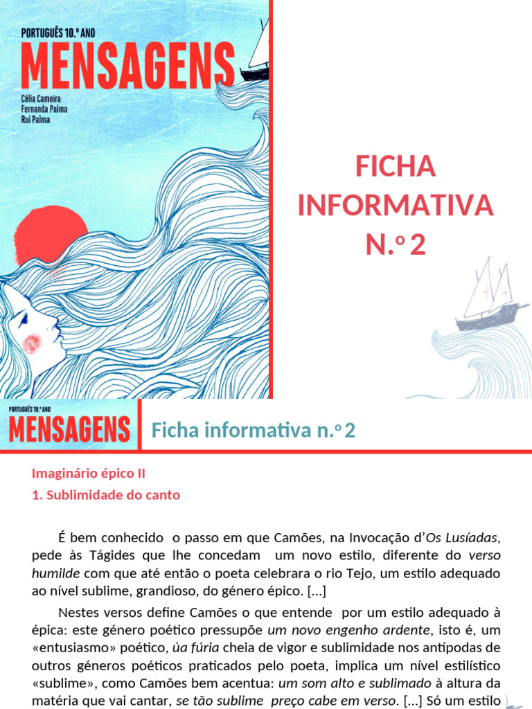 4 Os Lusiadas Sublimidade Do Canto Estilo Ficha Informativa | PDF ...