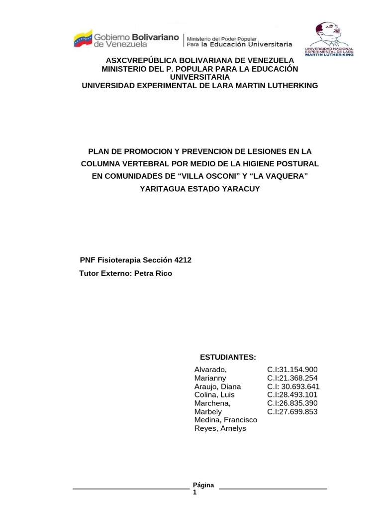 Proyecto Francisco Medina Psi | PDF | Conocimiento | Dolor lumbar
