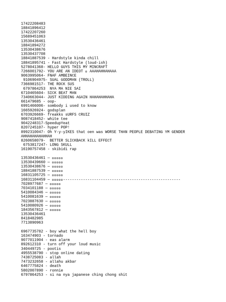 Roblox ID Codes 2024 (Drymze) | PDF | Hip Hop Music | Musical Subcultures