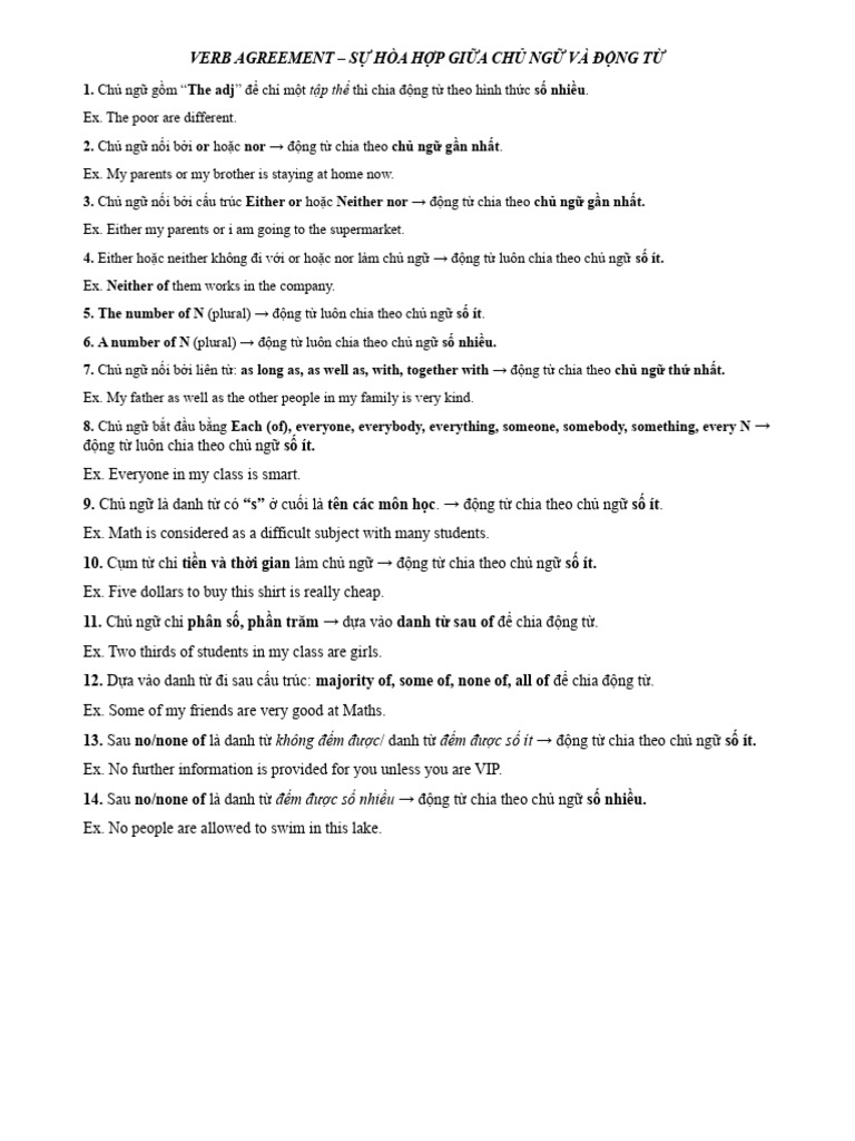 Verb Agreement PDF | PDF