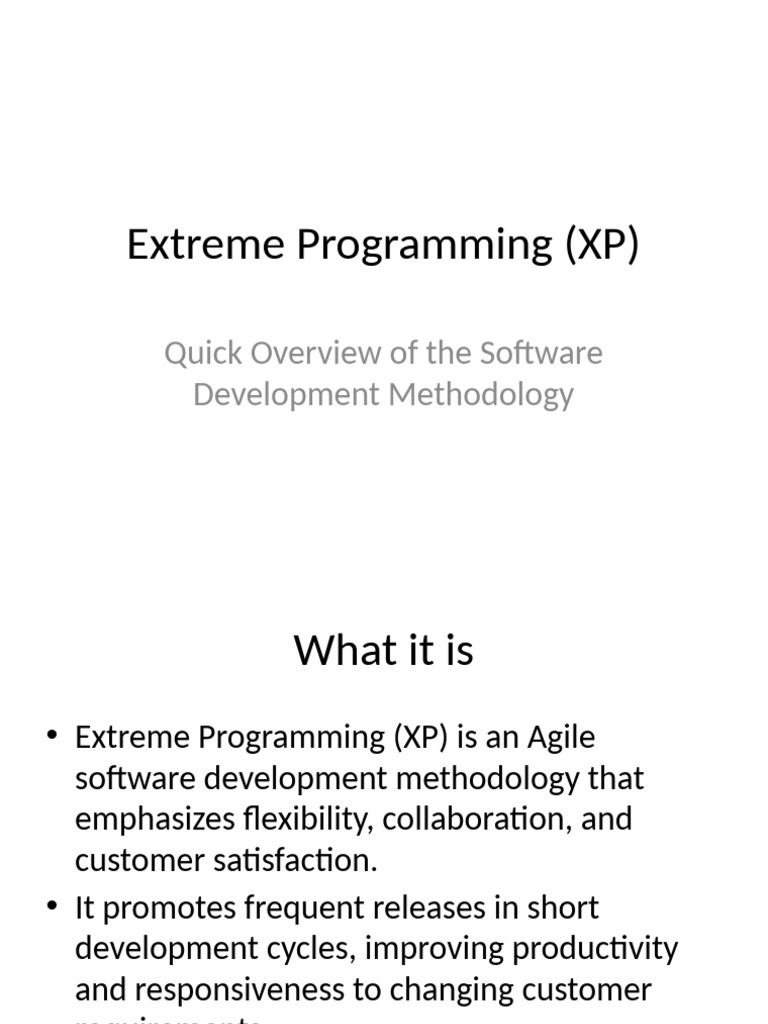 Extreme Programming Overview Pdf Computers