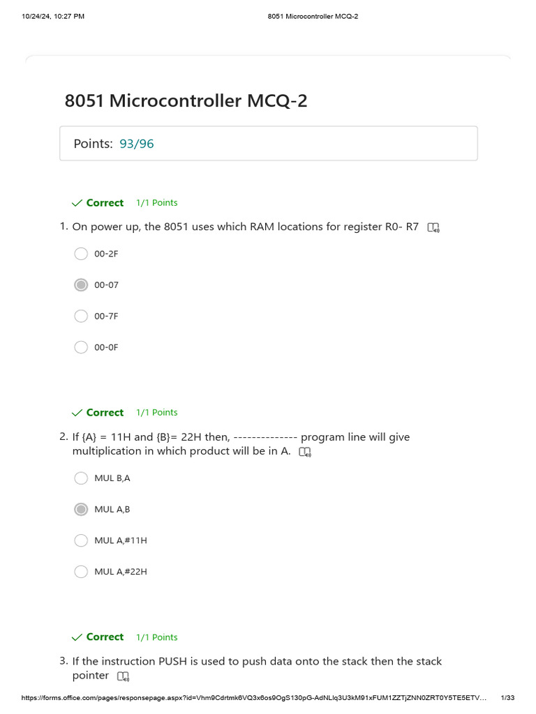 8051 Microcontroller MCQ-2 | PDF | Electric Motor | Microcontroller