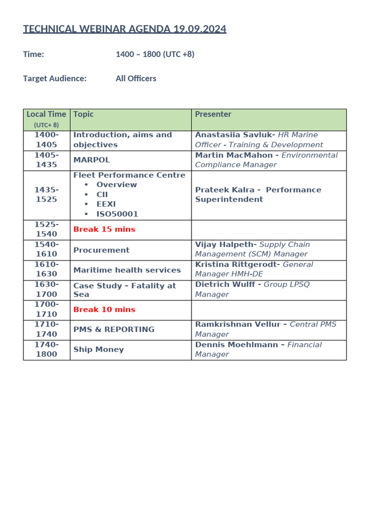 Technical Webinar Agenda September | PDF