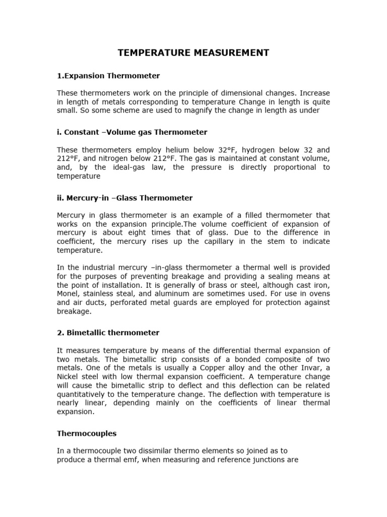 6.4 Temperature Measurement | PDF | Thermocouple | Electrical Resistance And Conductance