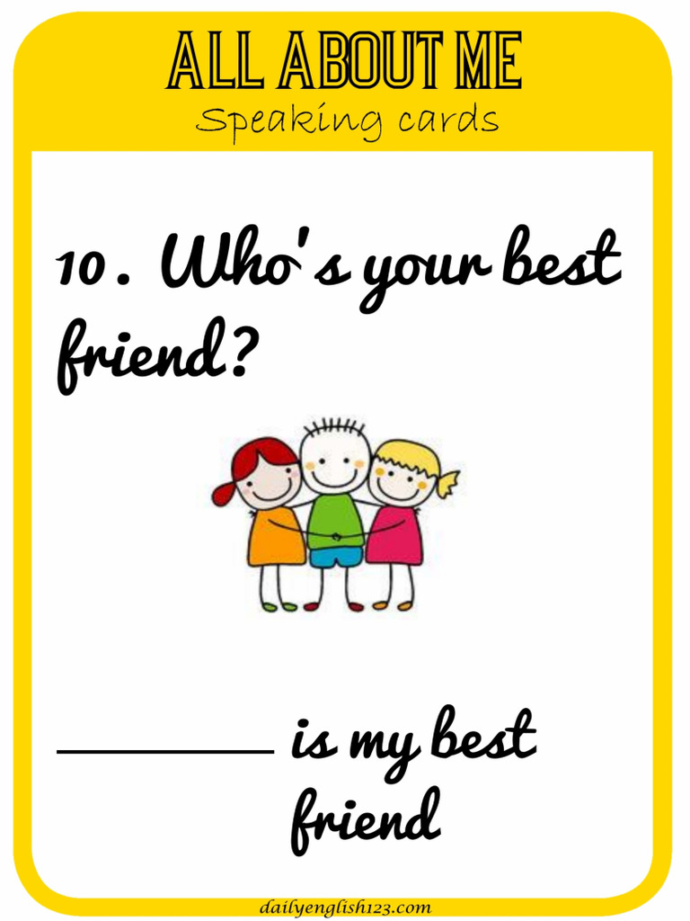 All About Me Speaking Card 010 | PDF