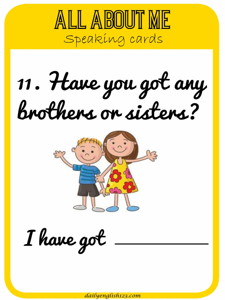 All About Me Speaking Card 011 | PDF
