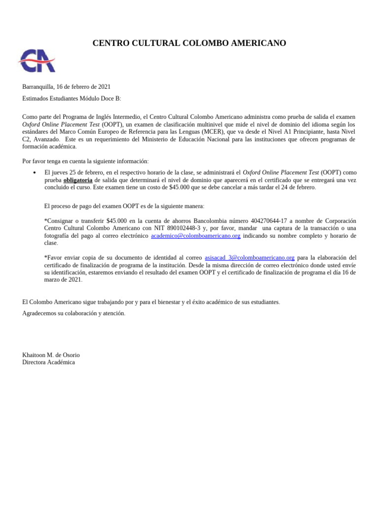 carta oopt febrero | PDF carta oopt febrero | PDF
