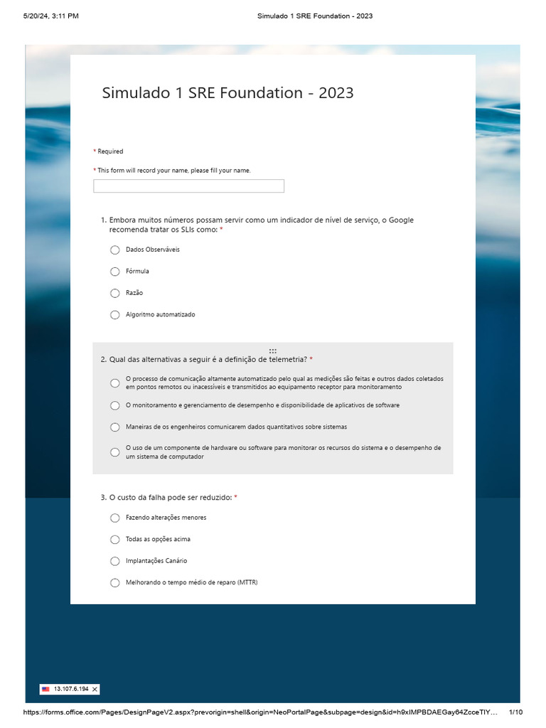 Simulado 1 SRE Foundation - 2023 | PDF | Testes de software | Engenharia