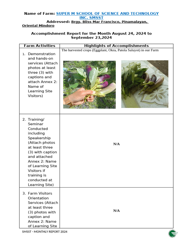 SMSST Monthly Report August-Sept | PDF