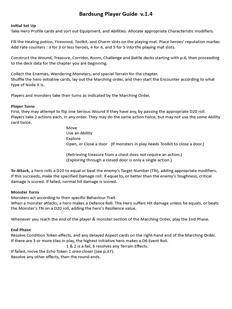 Bardsung Player Guide | PDF | Tabletop Games | Gaming