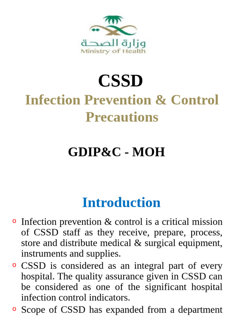 CSSD - Infection Prevention & Control Precautions | PDF | Personal ...