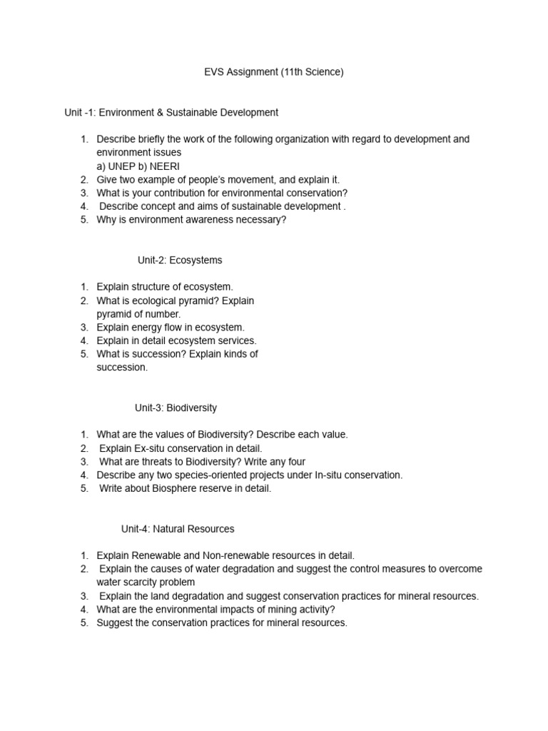 Environmental Science Assignment Guide | PDF | Travel