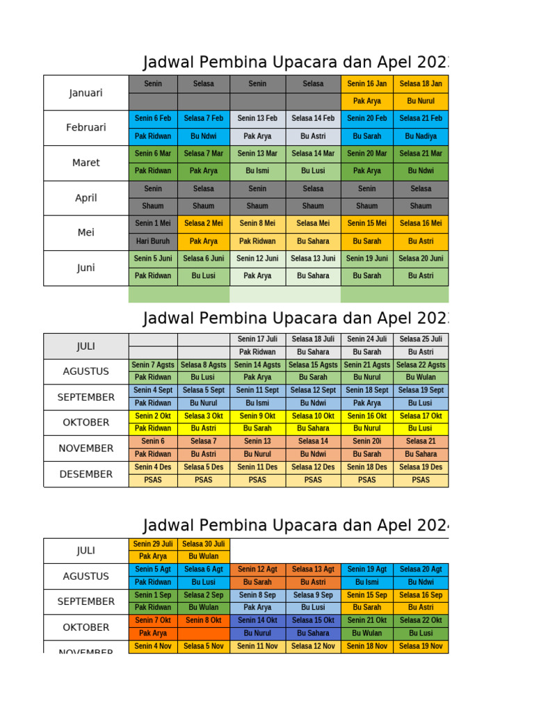 Jadwal Pembina Apel Upacara | PDF