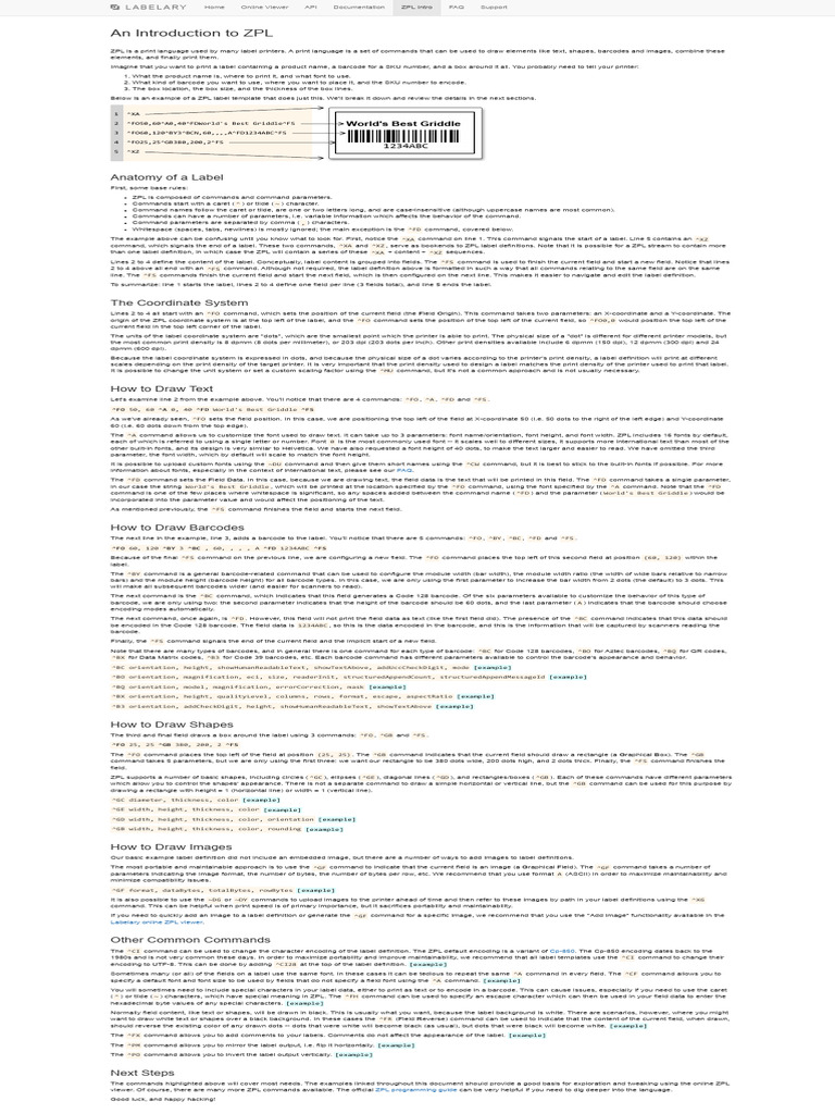 An Introduction To ZPL | PDF | Barcode | Computer Data