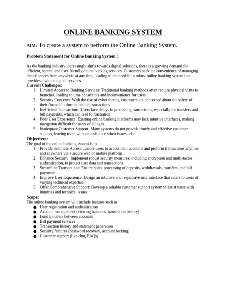 Online Banking System | PDF | Databases | Unified Modeling Language