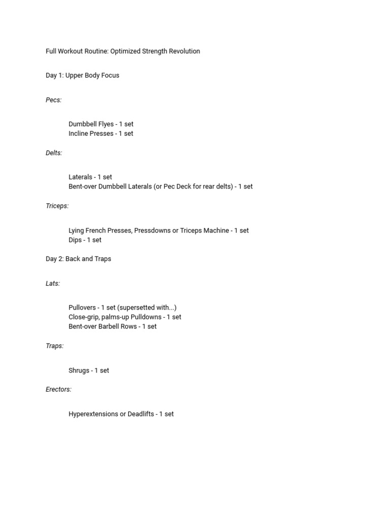 Mike Mentzer's Optimized Workout Plan | PDF | Physical Fitness ...