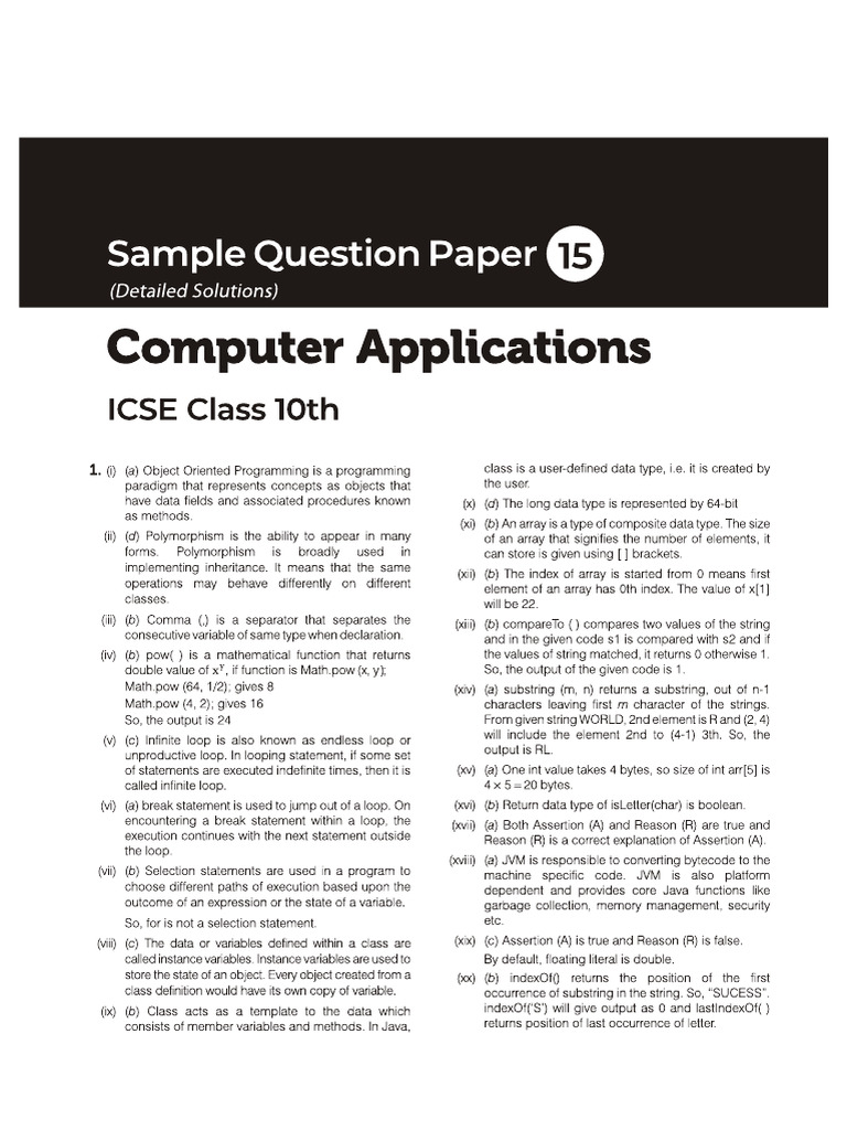 Icse CA Class 10th I Succeed SQP 15. | PDF