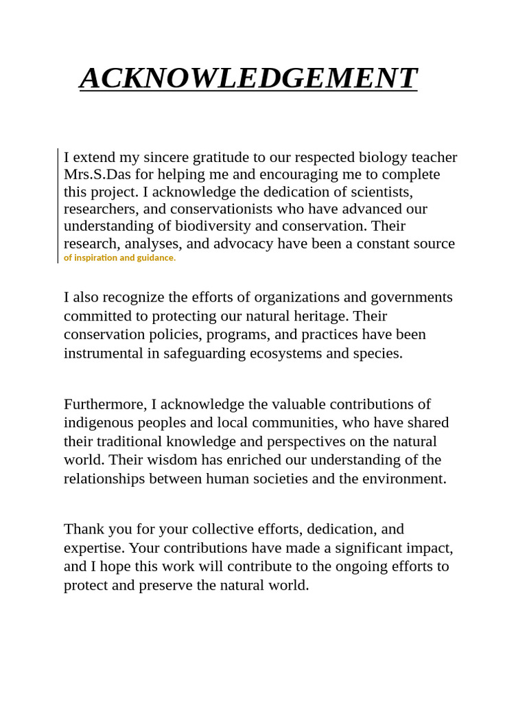 ACKNOWLEDGEMENT | PDF | Social Science | Wellness