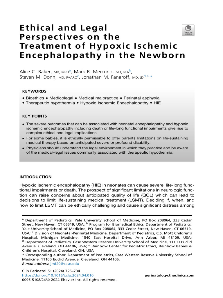 Ethical & Legal Aspects of Neonatal HIE | PDF | Childbirth | Neonatology