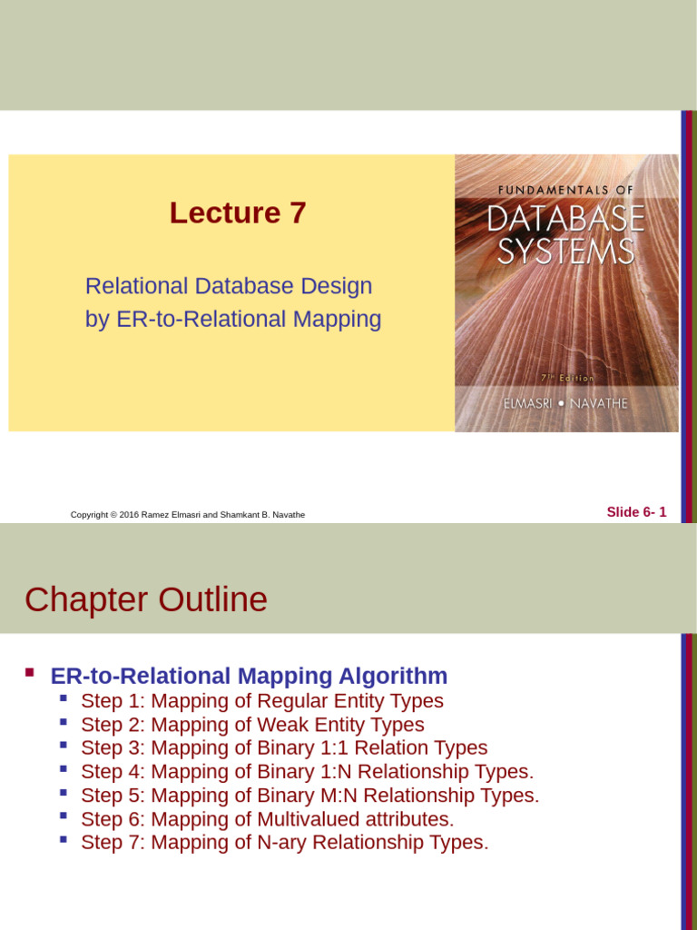 Lecture 7 - Relational Database Design by ER To Relational Mapping | PDF | Relational Model ...
