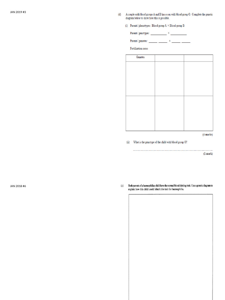 Past Papers Genetics | PDF
