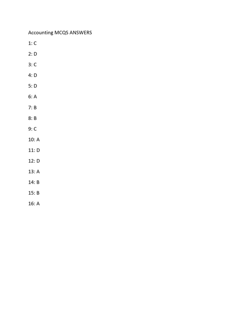 Accounting Mcqs Answers Pdf Finance And Money Management Technology And Engineering