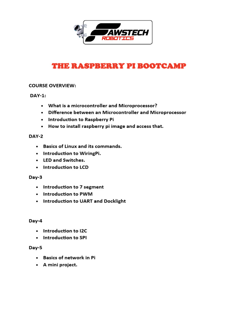 Raspberry Pi Bootcamp Syllabus Pdf 