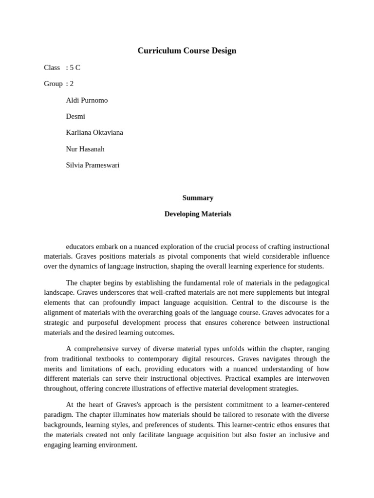 Developing Materials Group 2 | PDF | Learning | Pedagogy