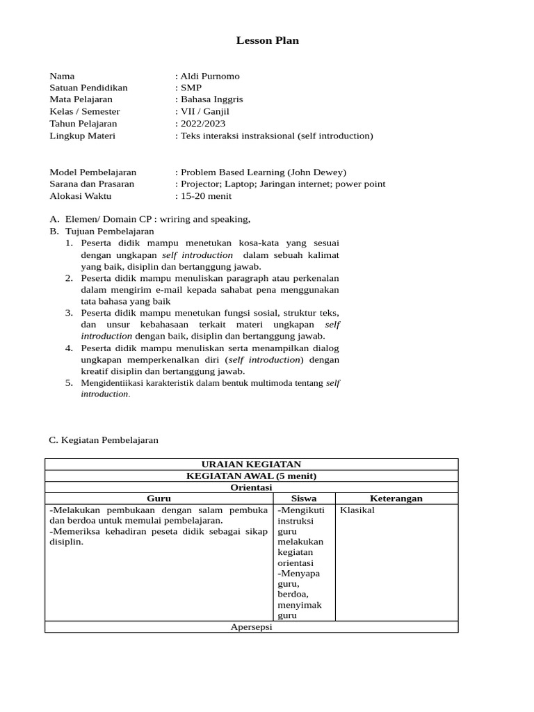 Lesson Plan Writing | PDF