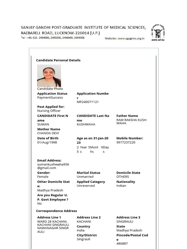 SGPGIMS Multipost Recruitment 2024 | PDF