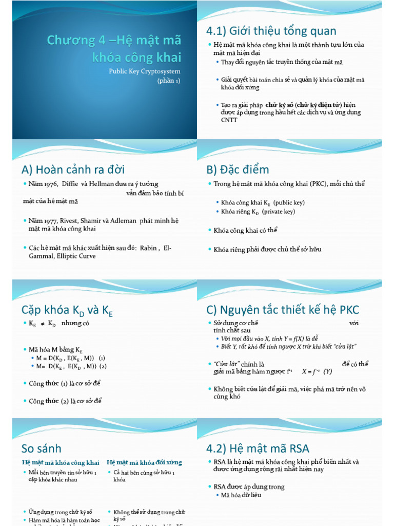Chương 4 -Hệ mật mã khóa công khai (p1) - print | PDF