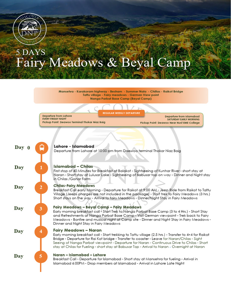 5 Days Fairy Meadows Group Tour Packages | PDF