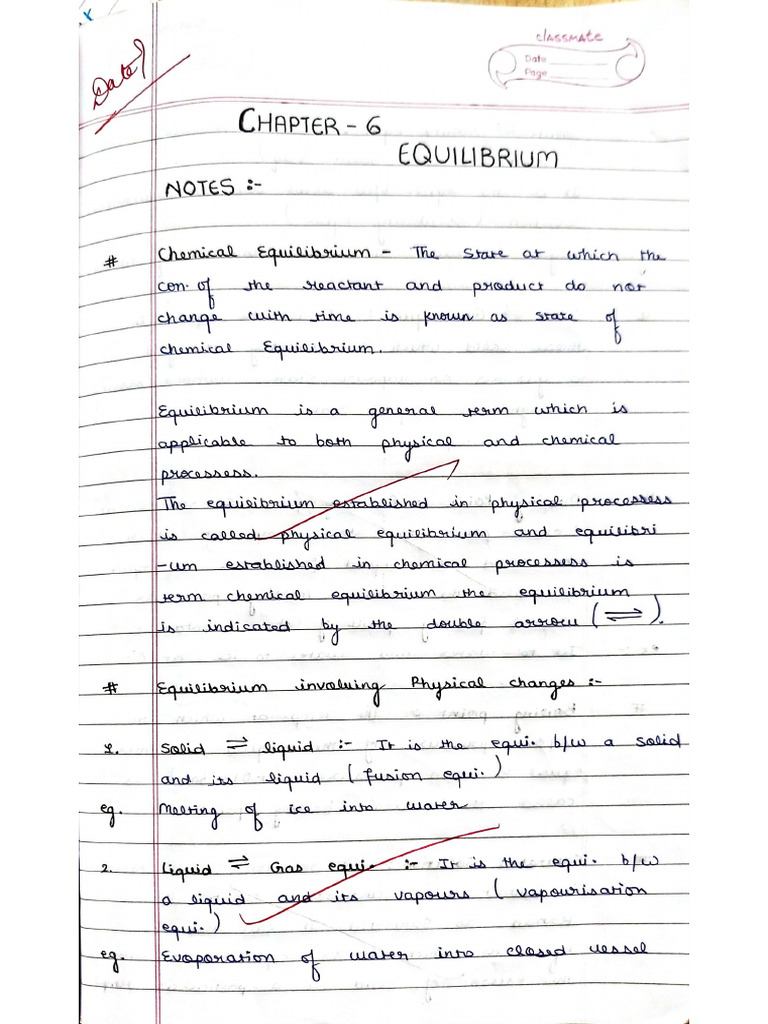 chapter 6 Equilibrium notes chemistry | PDF