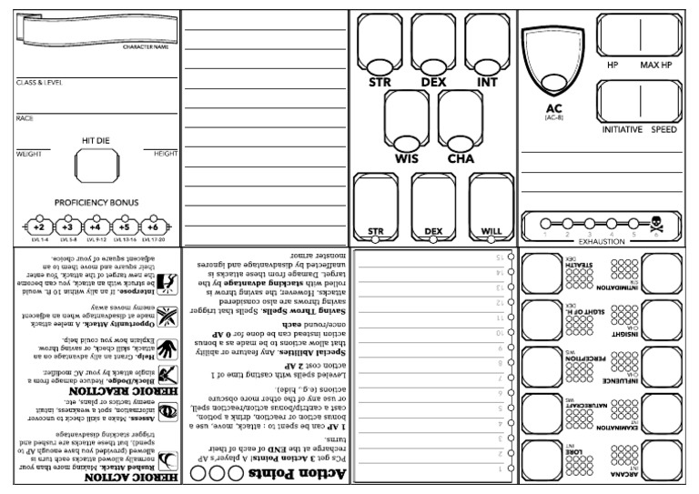 NimbleCharacterSheet Pocketmod v1 | PDF