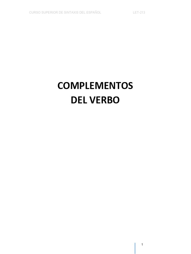 Complementos Del Verbo | PDF | Objeto (gramática) | Verbo