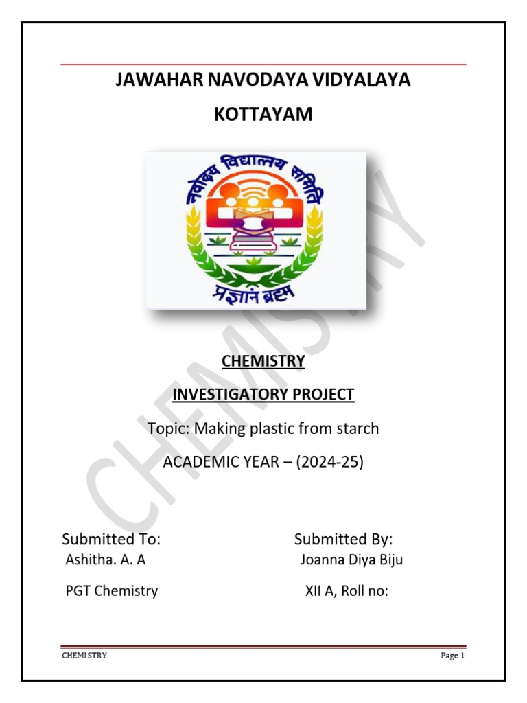 Starch-Based Biodegradable Plastic Project | PDF | Starch | Glucose