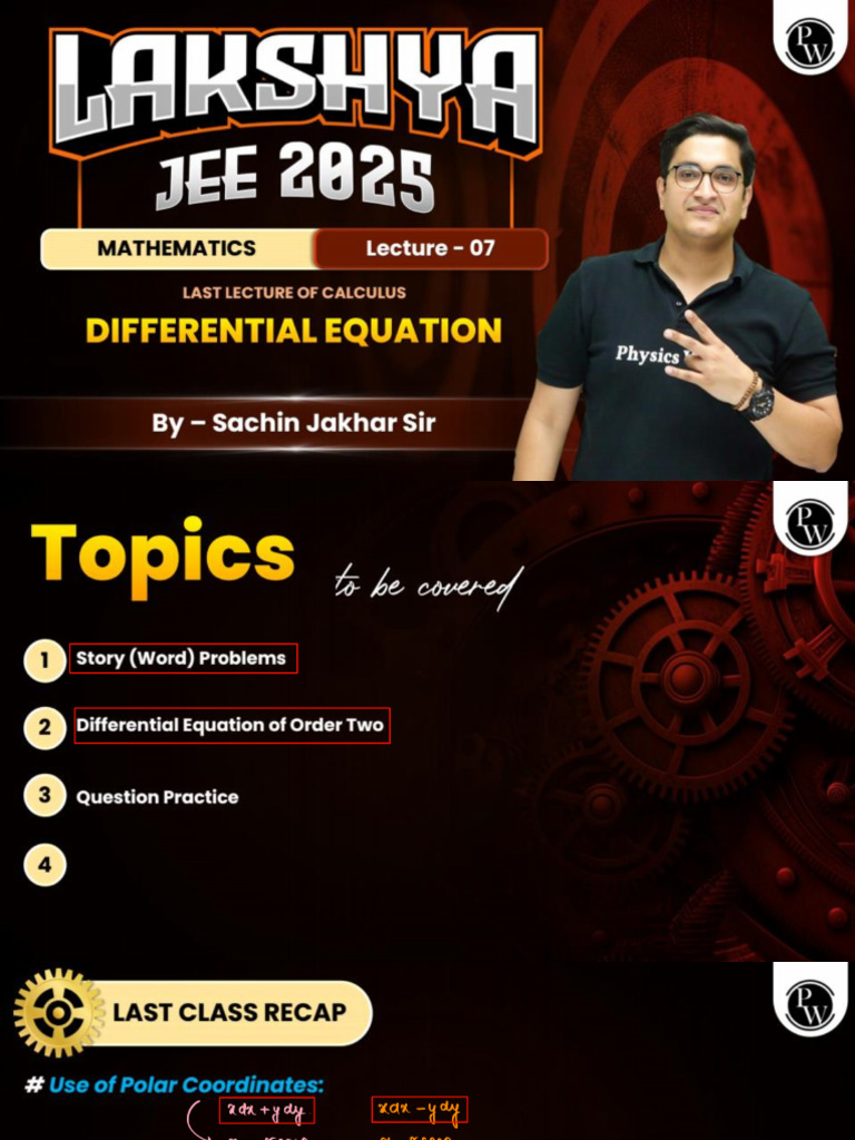 Differential Equation 07 - Class Notes - Lakshya JEE 2025 | PDF