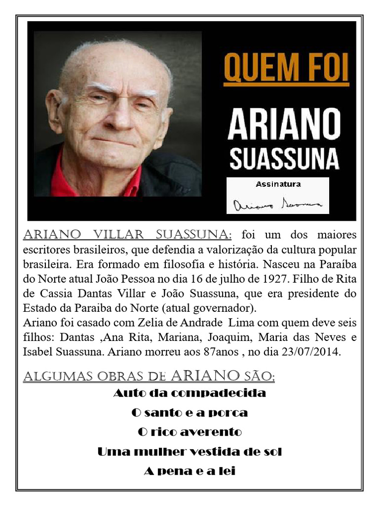 Ariano Suassuna e Suas Obras Notáveis | PDF | Ciências Sociais
