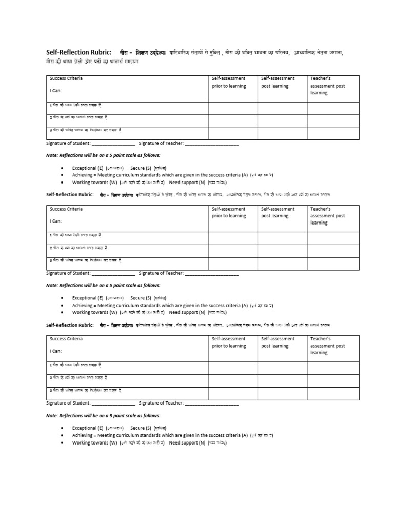Self-Reflection Rubric for Students | PDF | Rubric (Academic ...