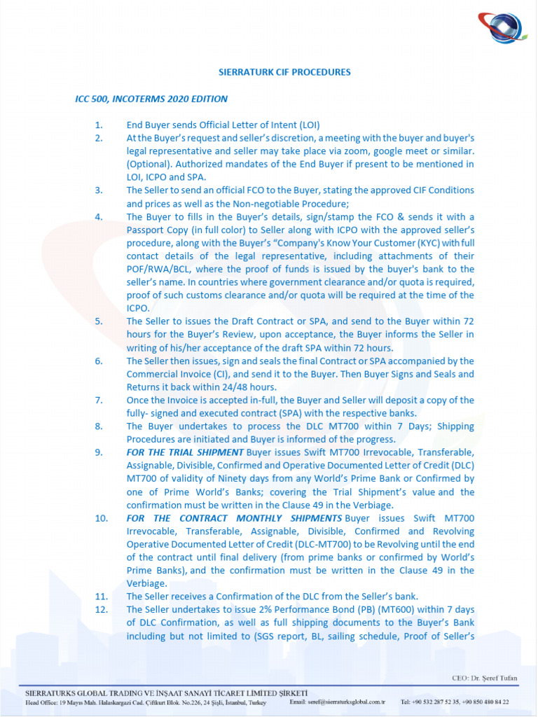 CIF Procedures 01.11.2024 | PDF | Letter Of Credit | Receipt