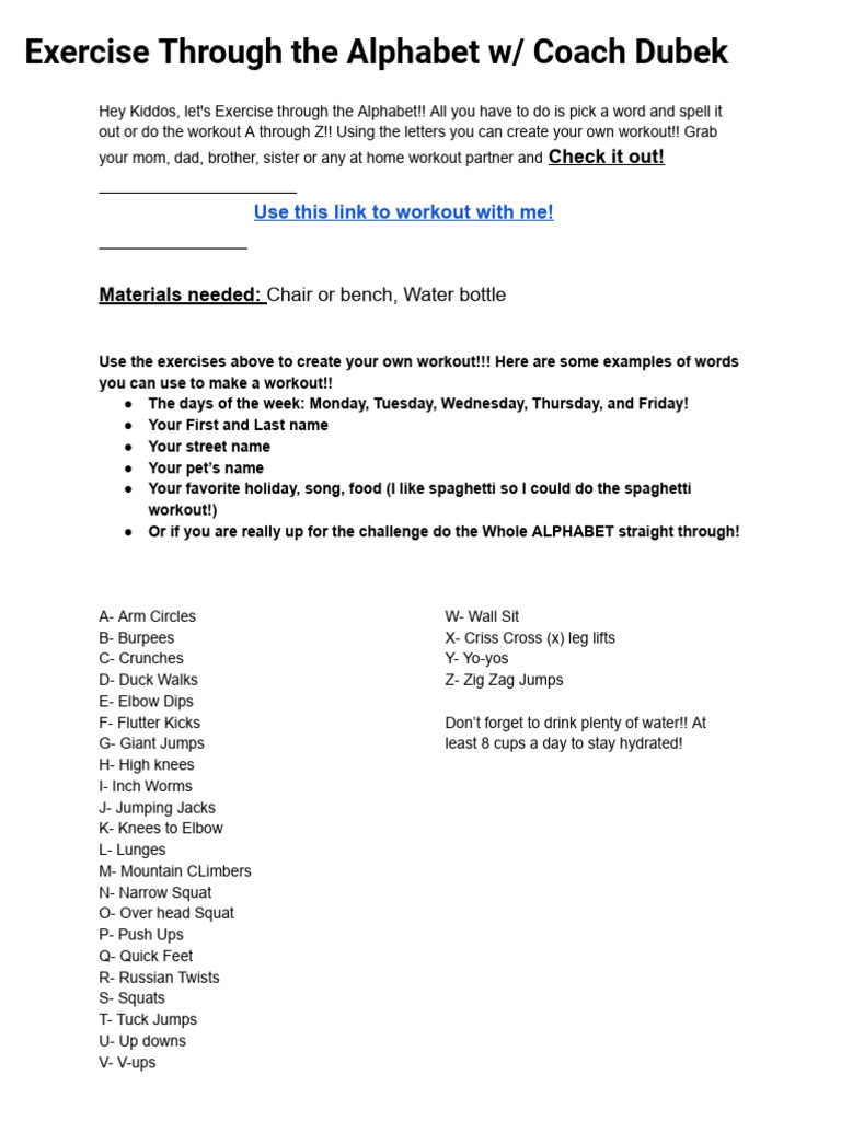 Alphabet Fitness for Kids | PDF
