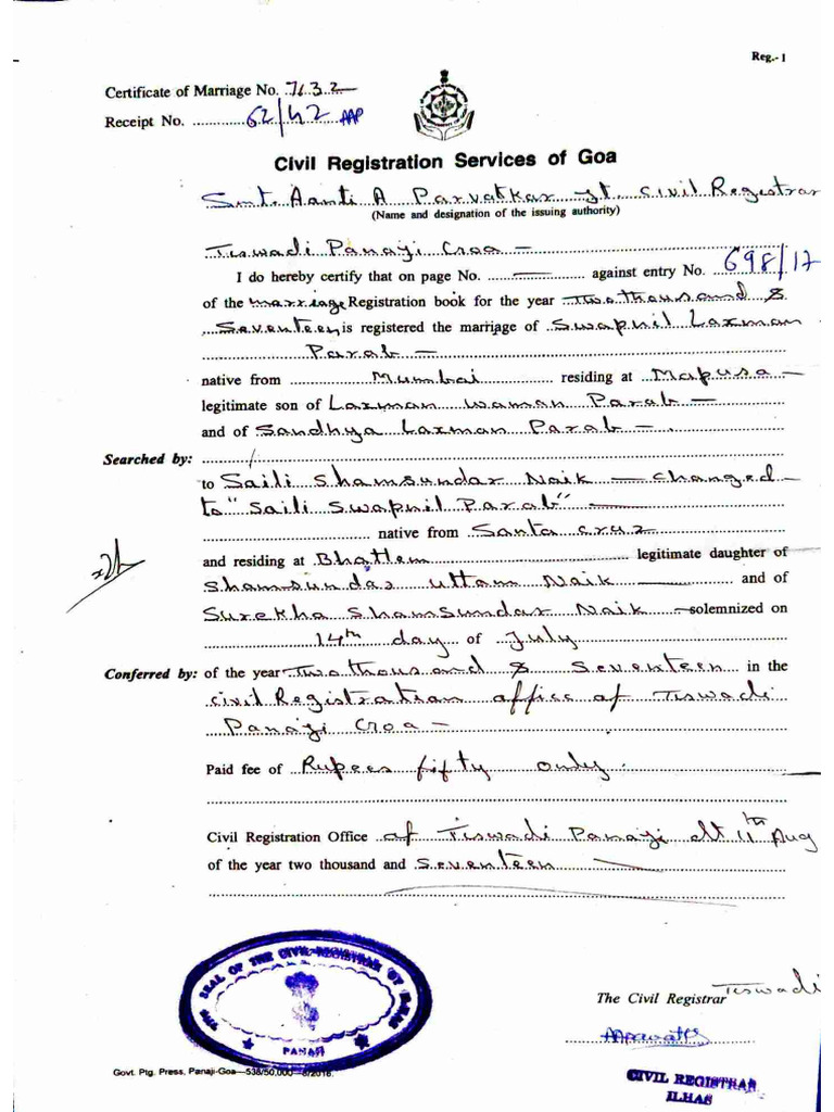 Marriage Certificate | PDF