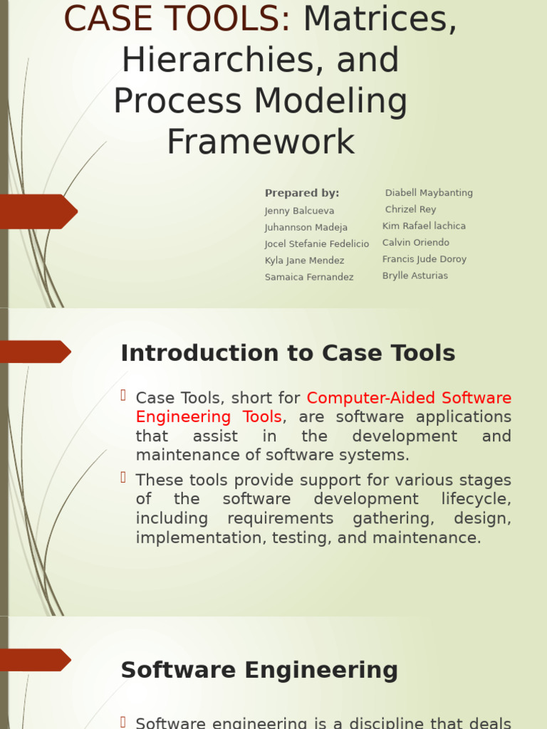 CASE TOOLS Presentation Group 2 | PDF | Hierarchy | Databases