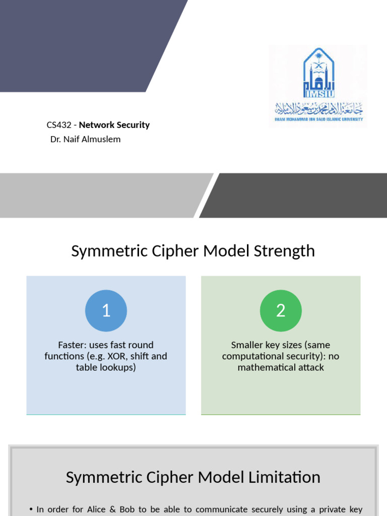 Network Security: CS432 - Dr. Naif Almuslem | PDF | Public Key Cryptography | Encryption