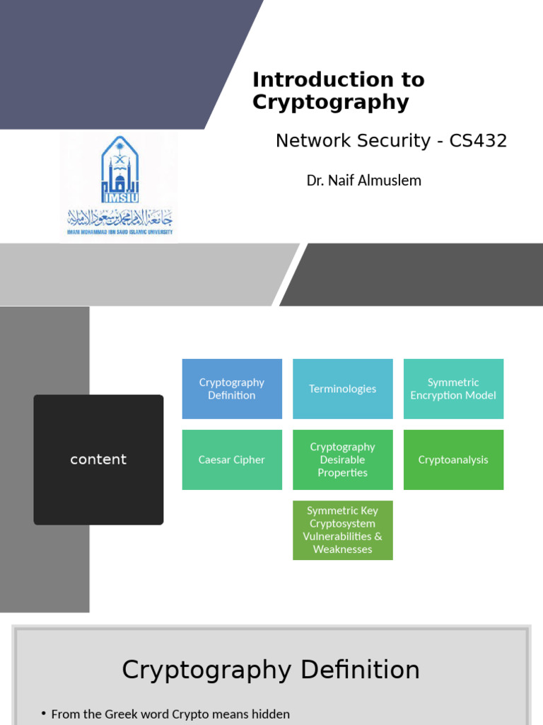 Introduction To Cryptography: Network Security - CS432 | PDF | Cryptography | Cryptanalysis