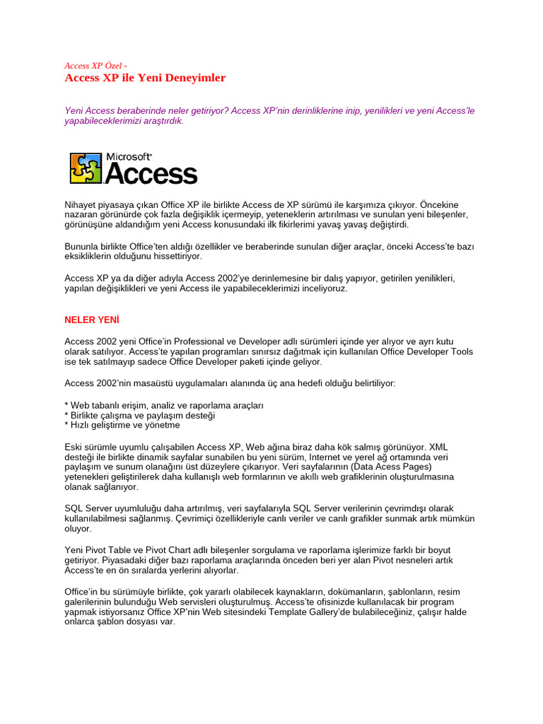 Access XP Özel | PDF