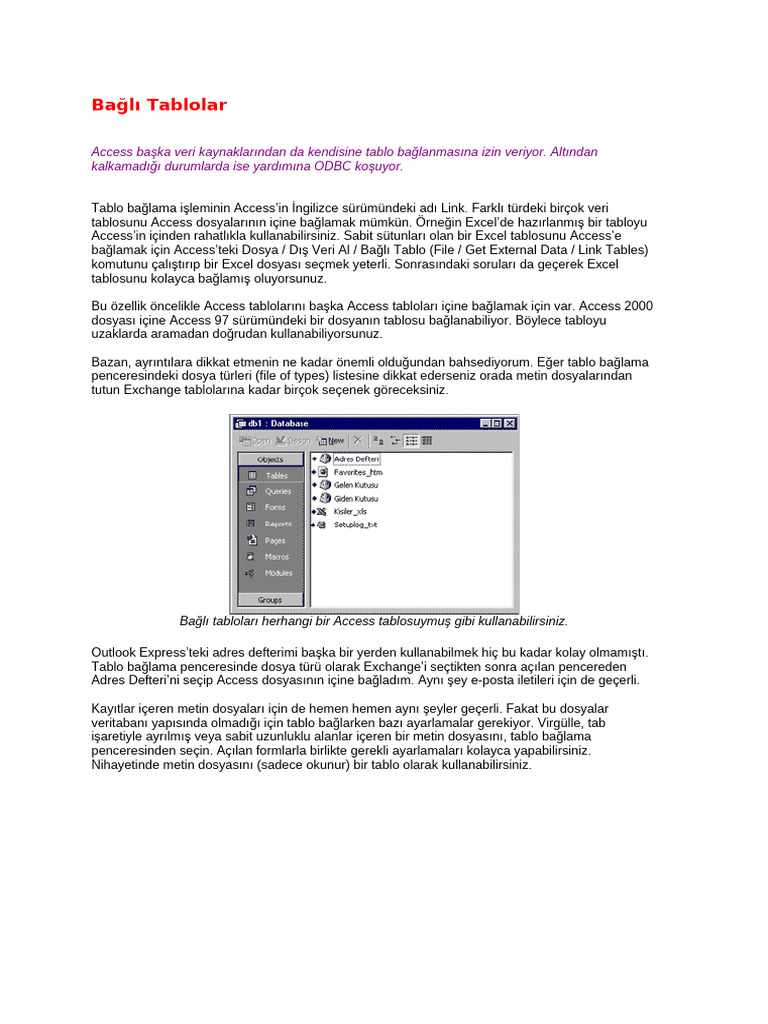 Bağlı Tablolar | PDF